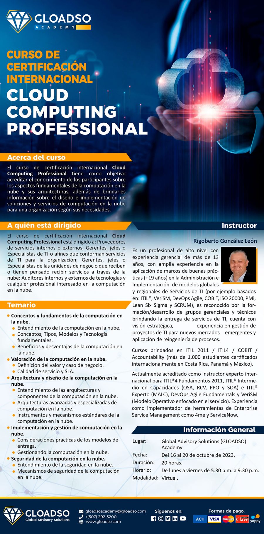Formulario Curso Certificación Internacional Cloud Computing Professional - GLOADSO